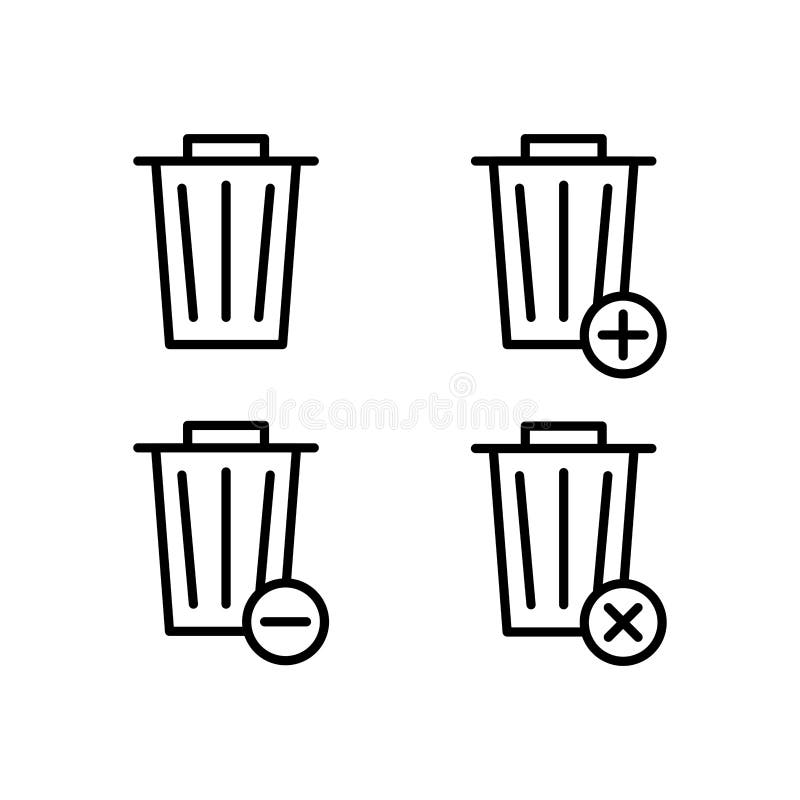 Trash, Box, Plus, Remove, Minus Sign Icons. Element of Outline Button ...