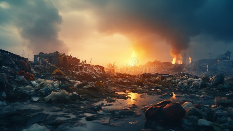 Trash Burning. Air Pollution. Environmental Contamination. Illegal Junk ...