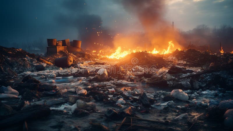 Trash Burning. Air Pollution. Environmental Contamination. Illegal Junk ...