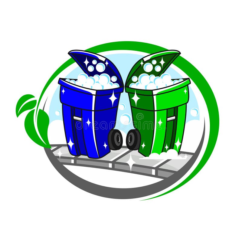 Trash Can Bin Cleaning Logo Stock Illustration - Illustration of ...