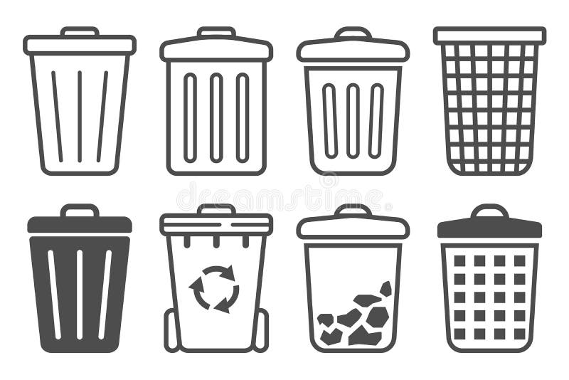 Trash Can, Bin, Garbage, Waste Collection Icons Set Stock Vector ... Trash Can, Bin, Garbage, Waste Collection Icons Set Stock Vector ...