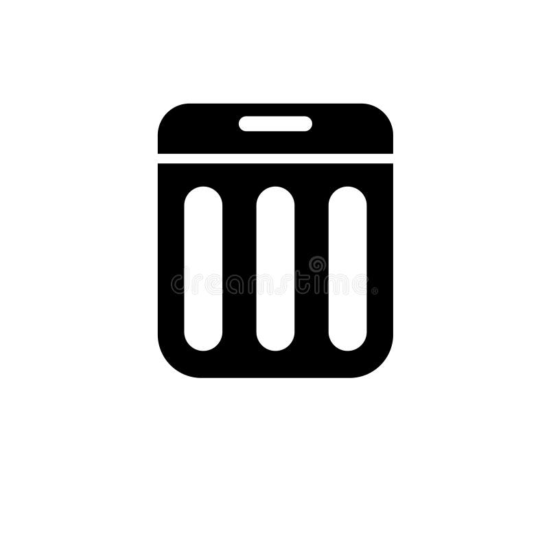 Trash Can, Bin Solid Flat Vector Icon Isolated on White Background ...