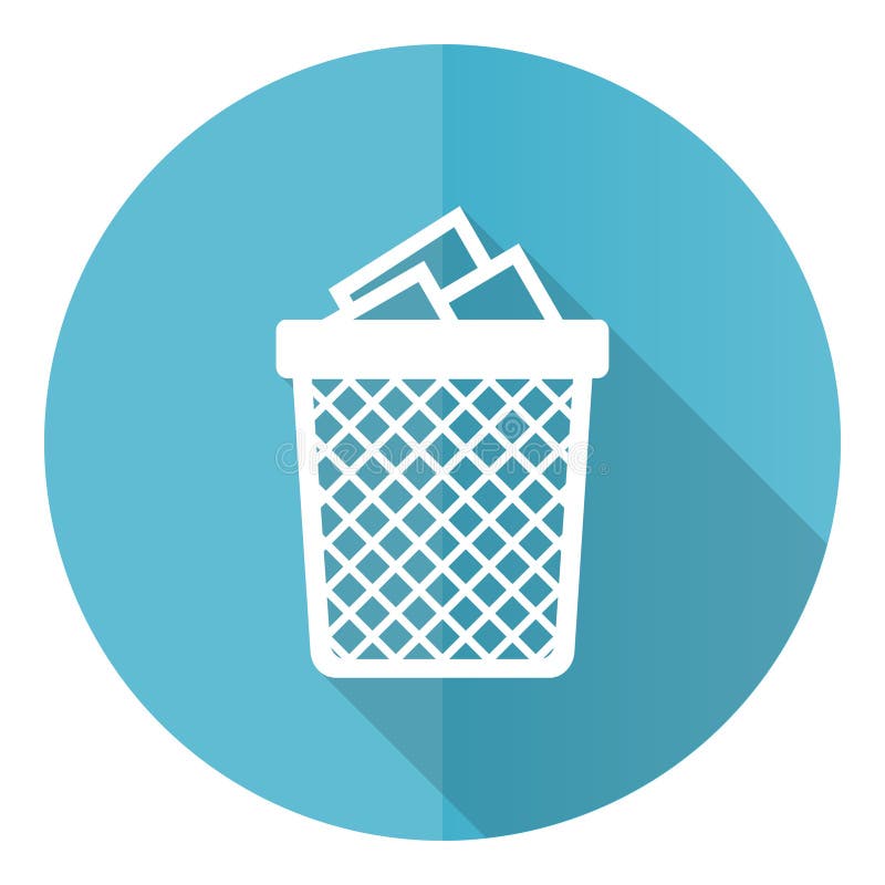 Trash, Can Blue Round Flat Design Vector Icon Isolated on White ...