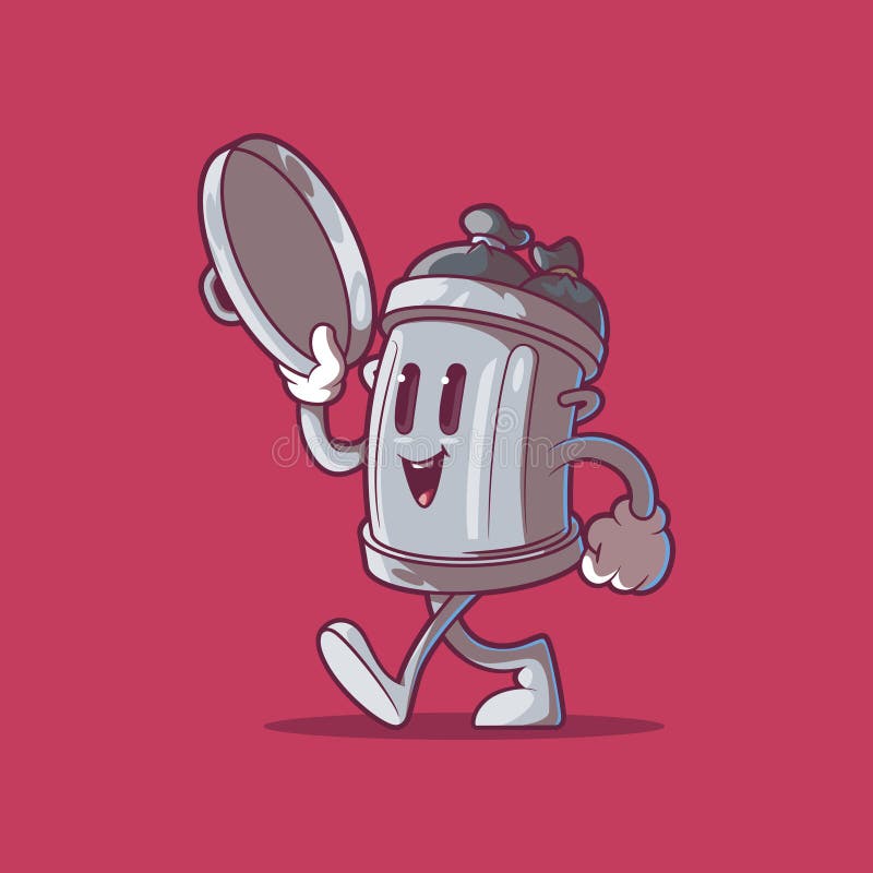 A Trash Can Character Smiling Vector Illustration. Stock Vector ...