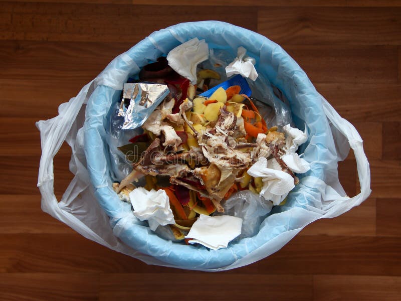 Trash Can with Chicken Leftovers Stock Image - Image of cooking, pail ...