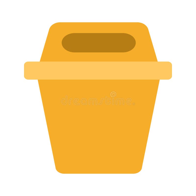 Trash Can Clip Art, Clip Art Trash Can, Yellow Trash Bin Flat Icon Vector Illustration, Trash ...
