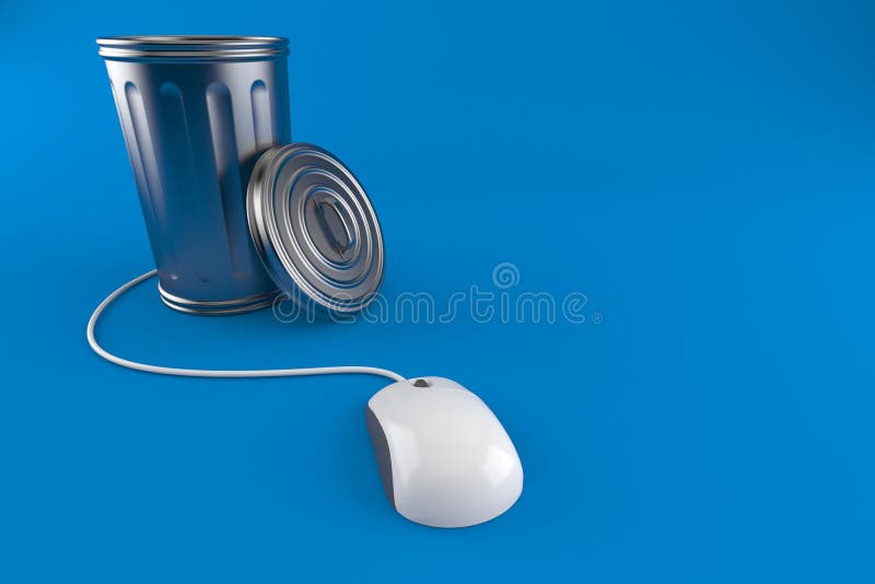 Trash Can with Computer Mouse Stock Illustration - Illustration of ...