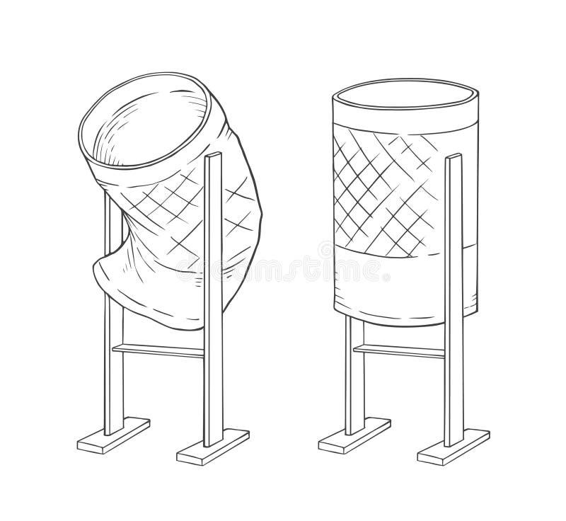 Trash can draw stock illustration. Illustration of container - 349985523