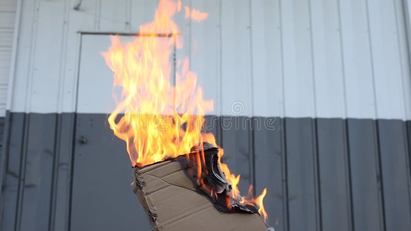 Trash Can Fire Rages in Steel Barrel Dumpster Can Stock Footage - Video ...