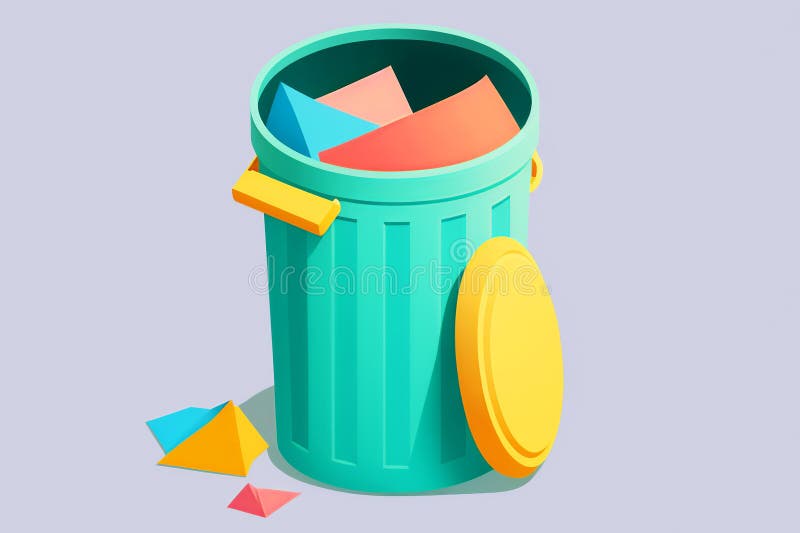 Trash Can Flat Illustration. Generative AI. Stock Illustration ...