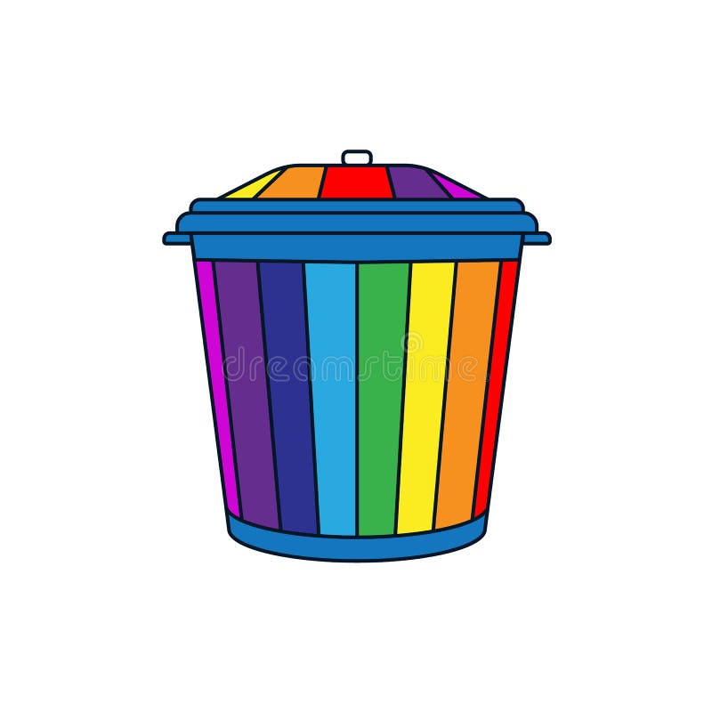 Trash Can in the Form of a Rainbow. Stock Illustration - Illustration ...