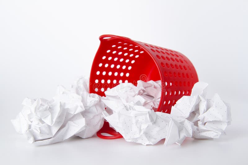 Crumpled Paper in a Basket. a Mountain of Garbage is Scattered on the ...