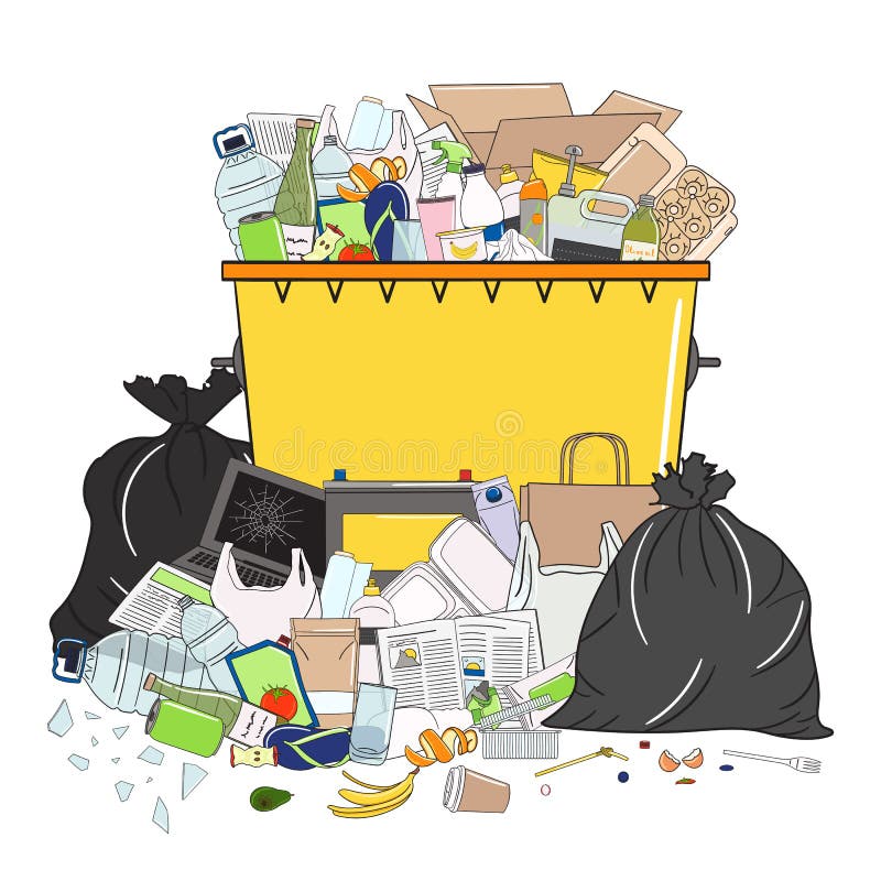 Pile of Garbage and Overflowing Rubbish, Food, Metal, Plastic, Paper ... Pile of Garbage and Overflowing Rubbish, Food, Metal, Plastic, Paper ...