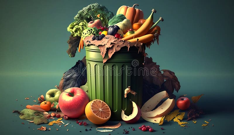 Trash Can Full of Organic Biodegradable Waste Stock Illustration ...