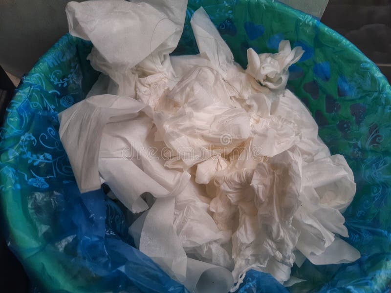 A Trash Can almost Full of Tissues Stock Image - Image of health ...