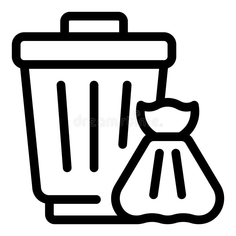 Trash Can and Garbage Bag Icon Stock Vector - Illustration of service ...