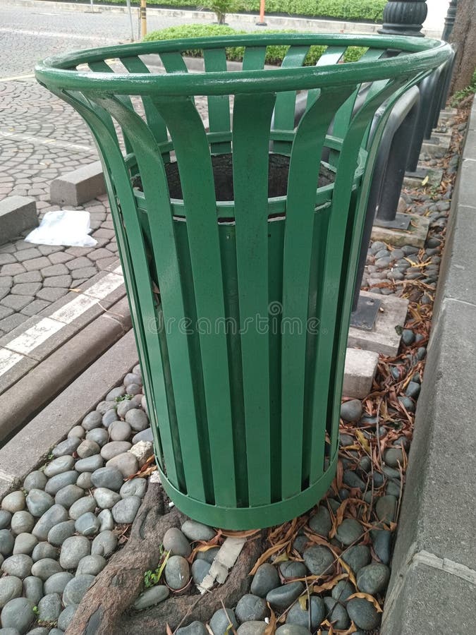 Trash Can, Green Color Made of Iron, Can Accommodate Quite a Lot of ...