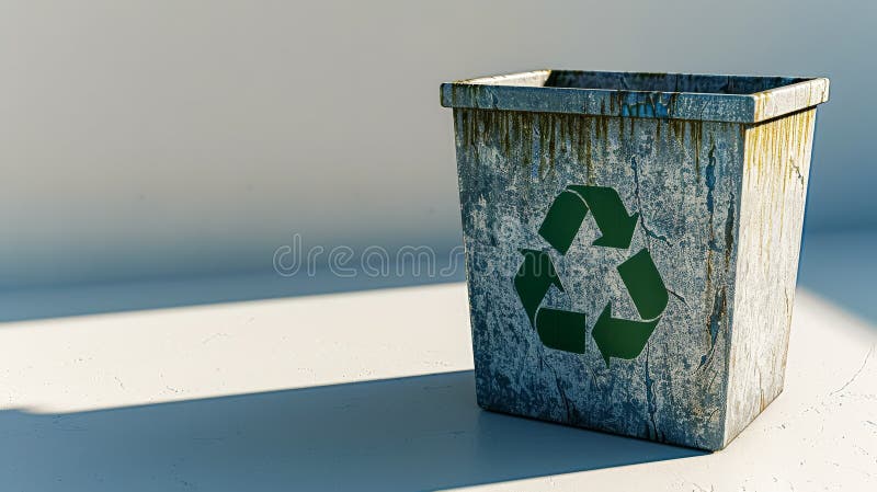 A Trash Can with a Green Recycling Symbol on it Stock Image - Image of ...