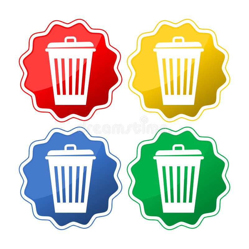 Trash can icon button stock vector. Illustration of green - 128475484