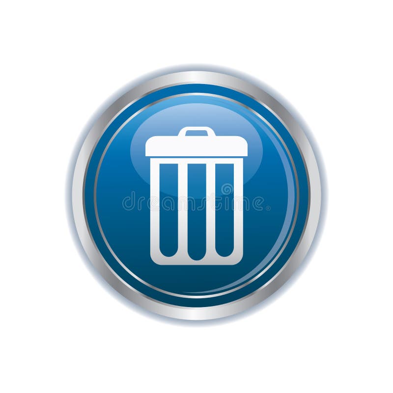 Trash Can Icon on the Button Stock Vector - Illustration of round ...