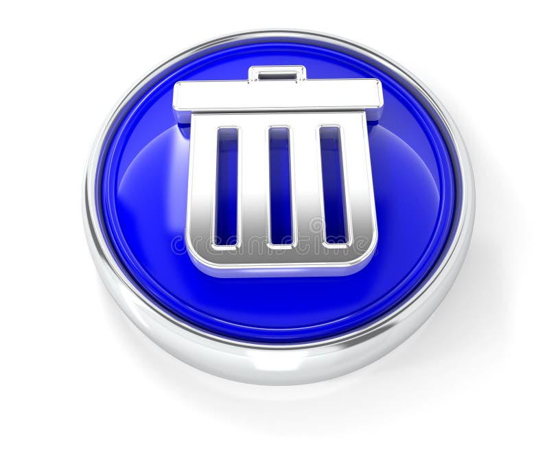 Trash Can Icon on Glossy Blue Round Button Stock Illustration ...