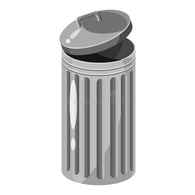 Trash Can Icon, Gray Monochrome Style Stock Illustration - Illustration ...