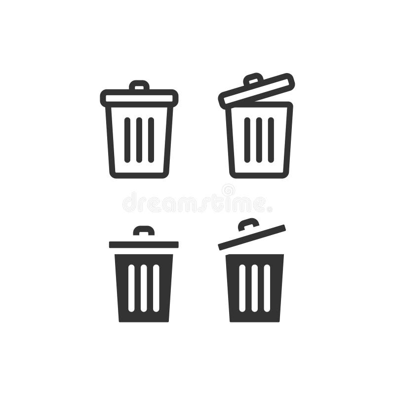 Trash Can Icon Set. Recycle Bin Illustration Symbol Stock Vector ...