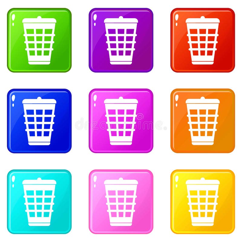Trash can icons 9 set stock vector. Illustration of equipment - 96080083