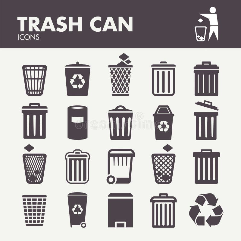Trash can icons set stock vector. Illustration of basket - 84491369