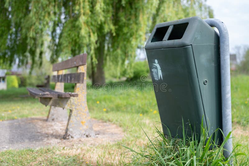 A Trash Can Labeled with the Word Willow Printed on it Stock Image ...