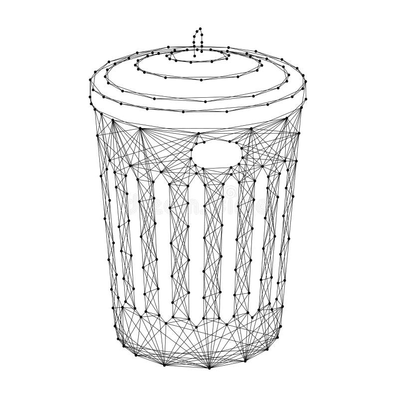 Trash Can with Lid, from Abstract Futuristic Polygonal Black Lines and ...