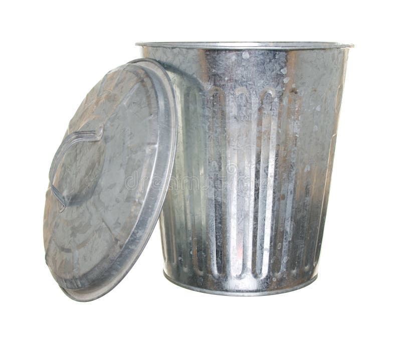 Trash can, lid off stock image. Image of basket, aluminum - 6575277