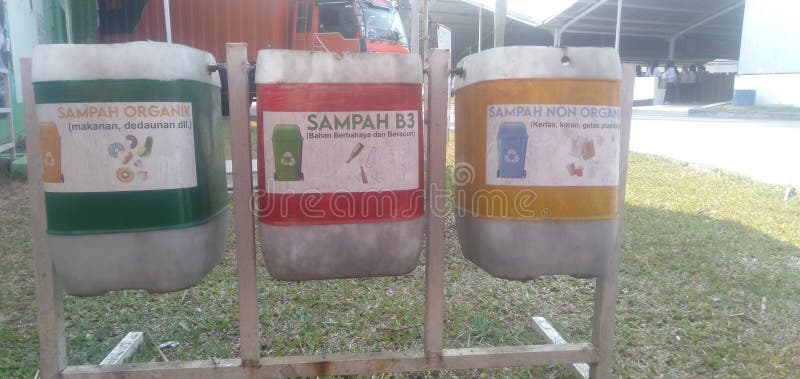 The Trash Can is Made of Empty Jerry Cans that Have Been Cut Stock ...