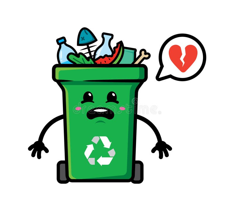 Trash Can Mascot Character Design Stock Vector - Illustration of ...