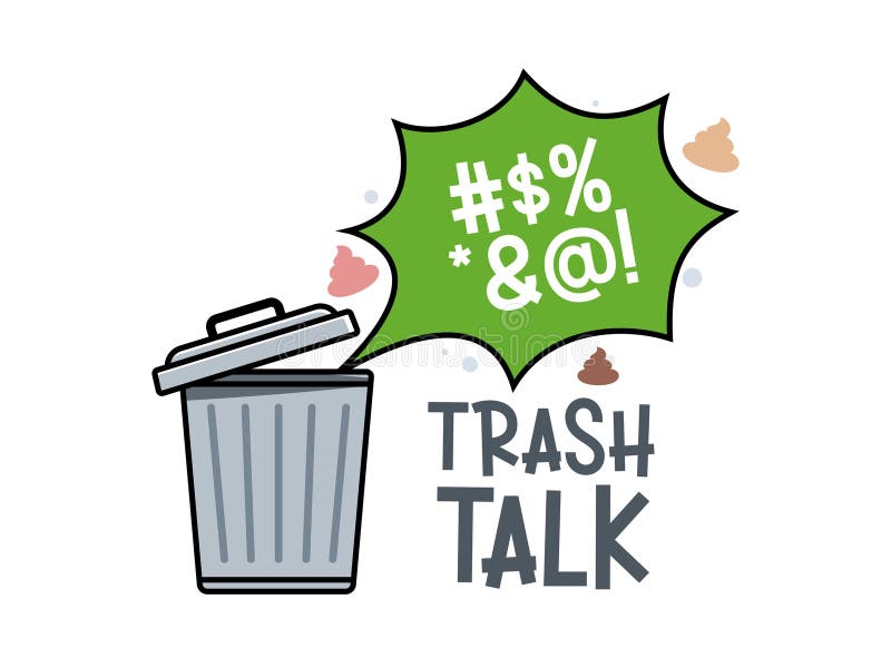Trash Can with a Mouth and Angry Speech Bubble Stock Illustration ...