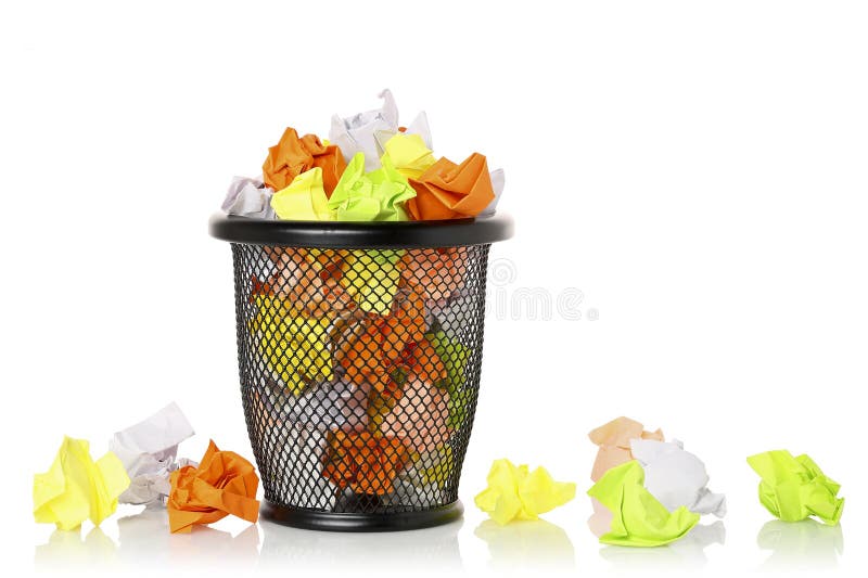 Trash can and notes stock image. Image of full, colorful - 167419297