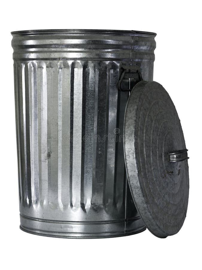 Trash Can, Opened, Top at Side Stock Image - Image of trash, silver ...