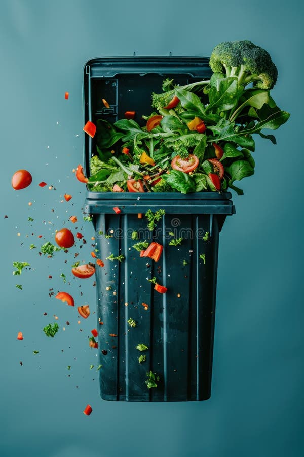 A Trash Can Overflowing with Vegetables Falling Out of it. the Concept ...