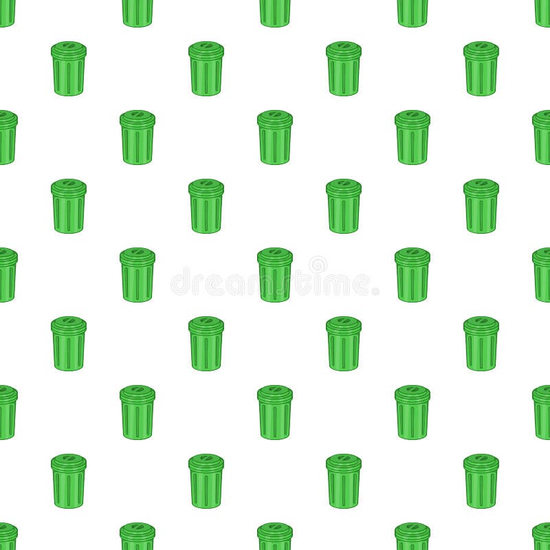 Trash Can Pattern, Cartoon Style Stock Vector - Illustration of ...