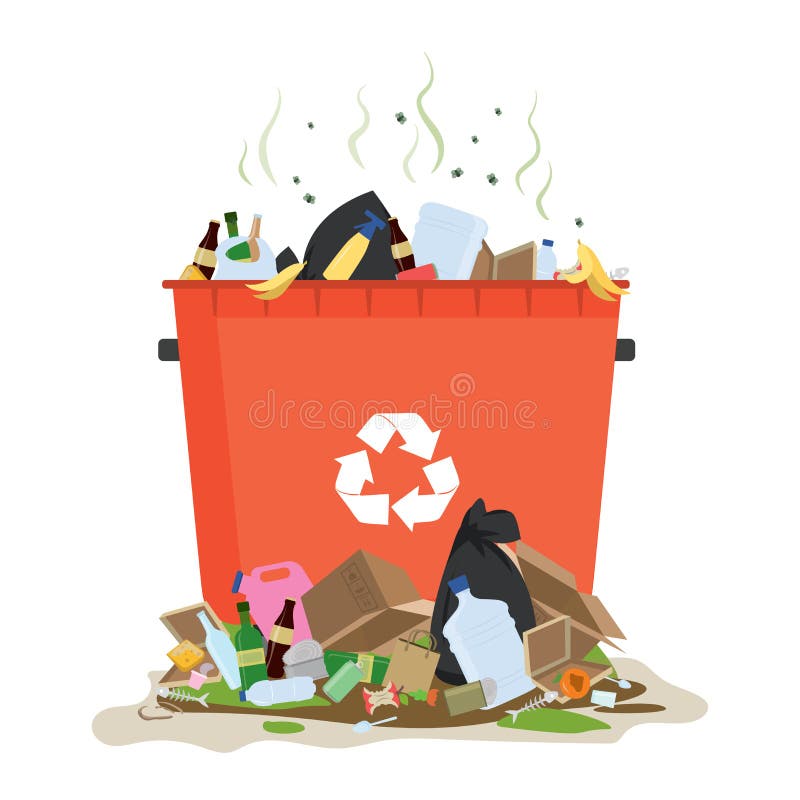 Trash Can with Piles of Garbage. Dirty Trash on the Floor. Bad Smell ... Trash Can with Piles of Garbage. Dirty Trash on the Floor. Bad Smell ...