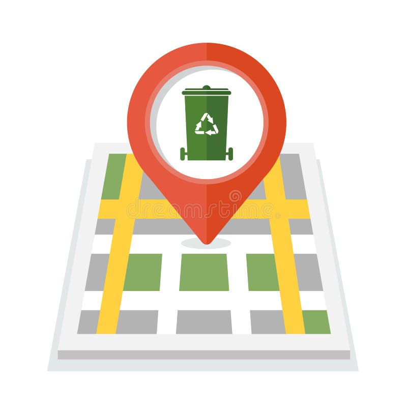 Trash can pin and map stock vector. Illustration of compost - 91636720