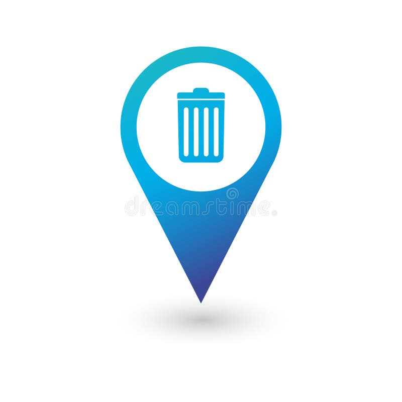 Trash Can Pin Map Pin Icon, Vector Illustration Isolated on White ...