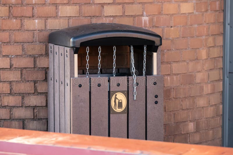 Trash Can Protected with Chains.. Stock Photo - Image of chains, safety ...