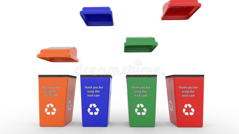 Trash Can Recycle Bin Fall with White Background Stock Video - Video of ...
