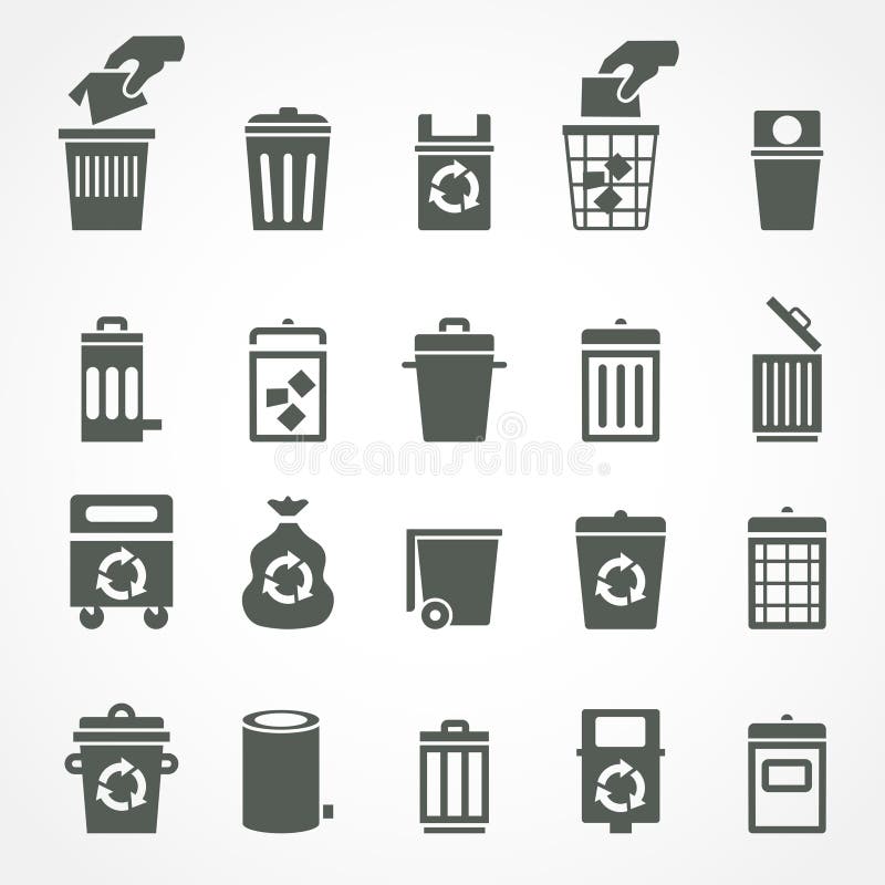 Garbage, Trash and Waste Icons Stock Vector - Illustration of symbol ...