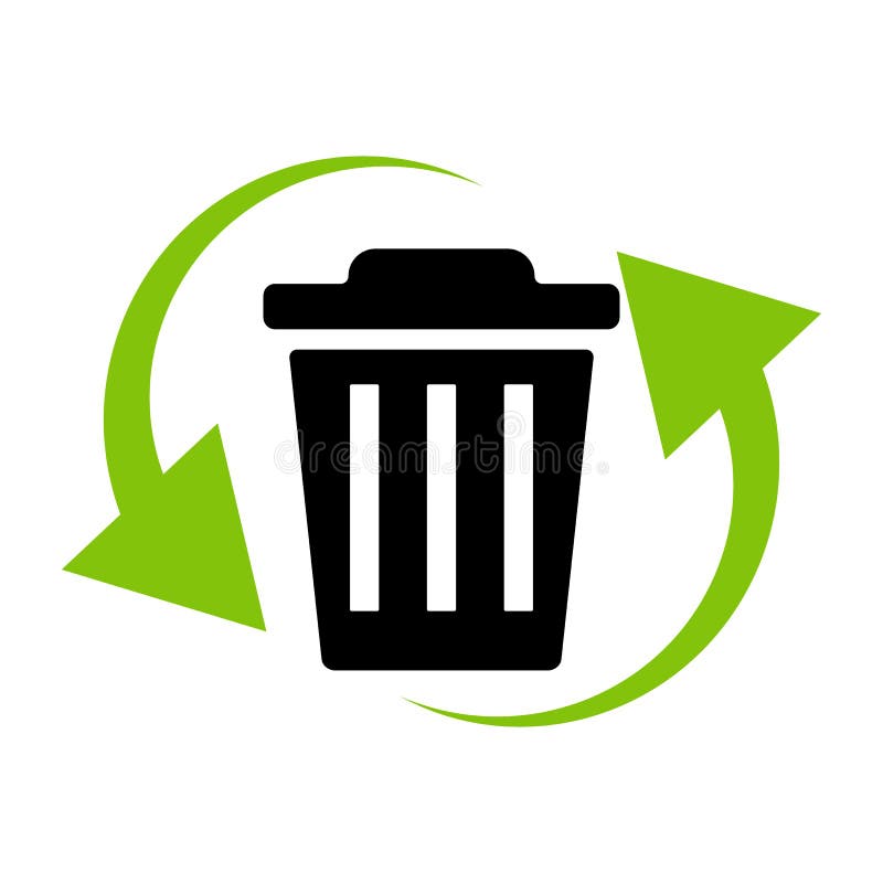 Garbage Box and Recycled Mark Icon. Vector Illustration of Environment ...