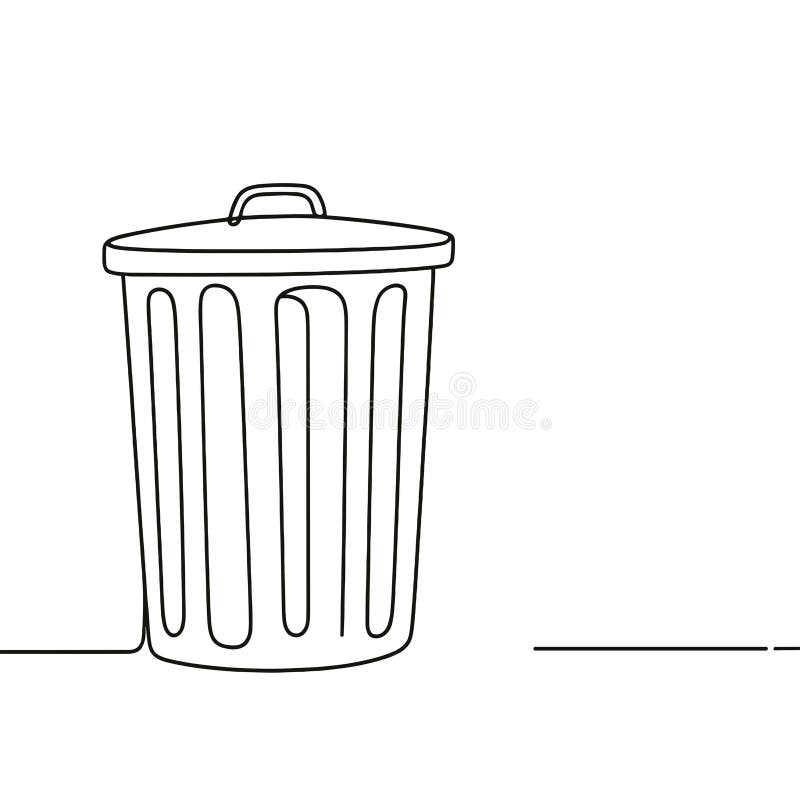 A Trash Can is Shown in a Black and White Drawing Stock Image ...