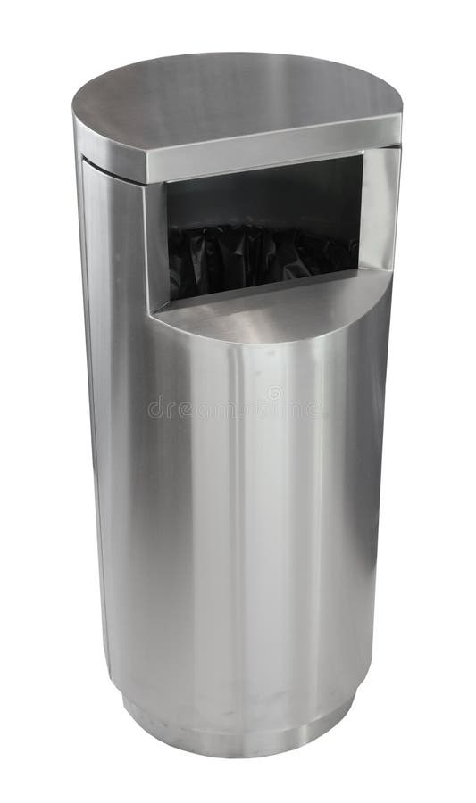 Trash can on white stock image. Image of junk, metallic - 217903373