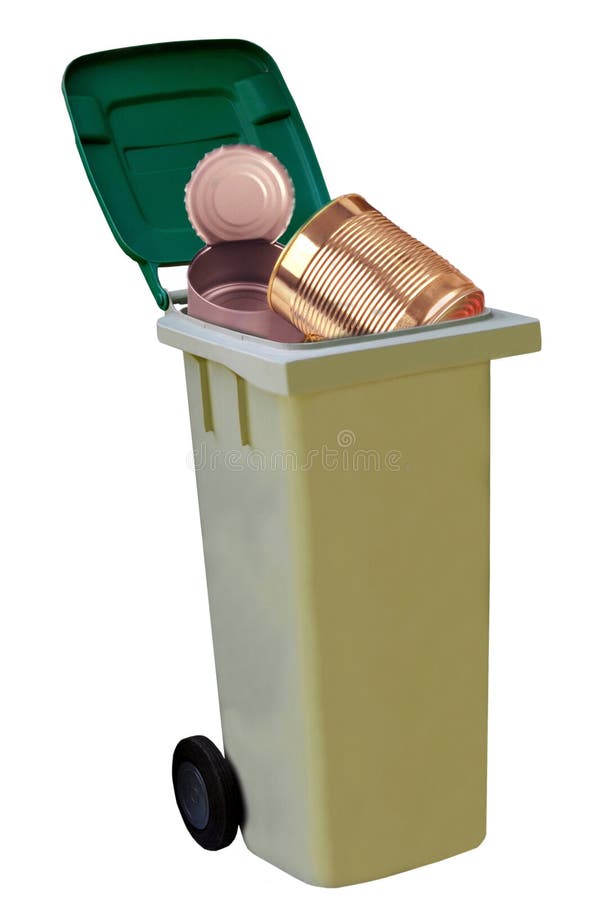 Trash Can with Empty Cans in Stock Photo - Image of waste, background ...