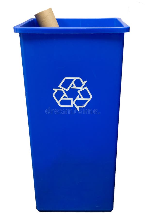 Trash Can on White Background with a Roll of Paper Stock Image - Image ...